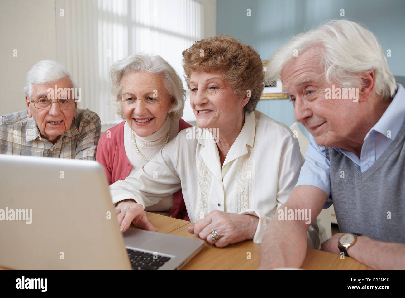 Senior adults using laptop Stock Photo - Alamy