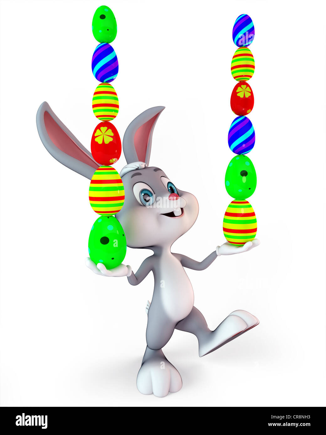 bunny playing with eggs Stock Photo - Alamy