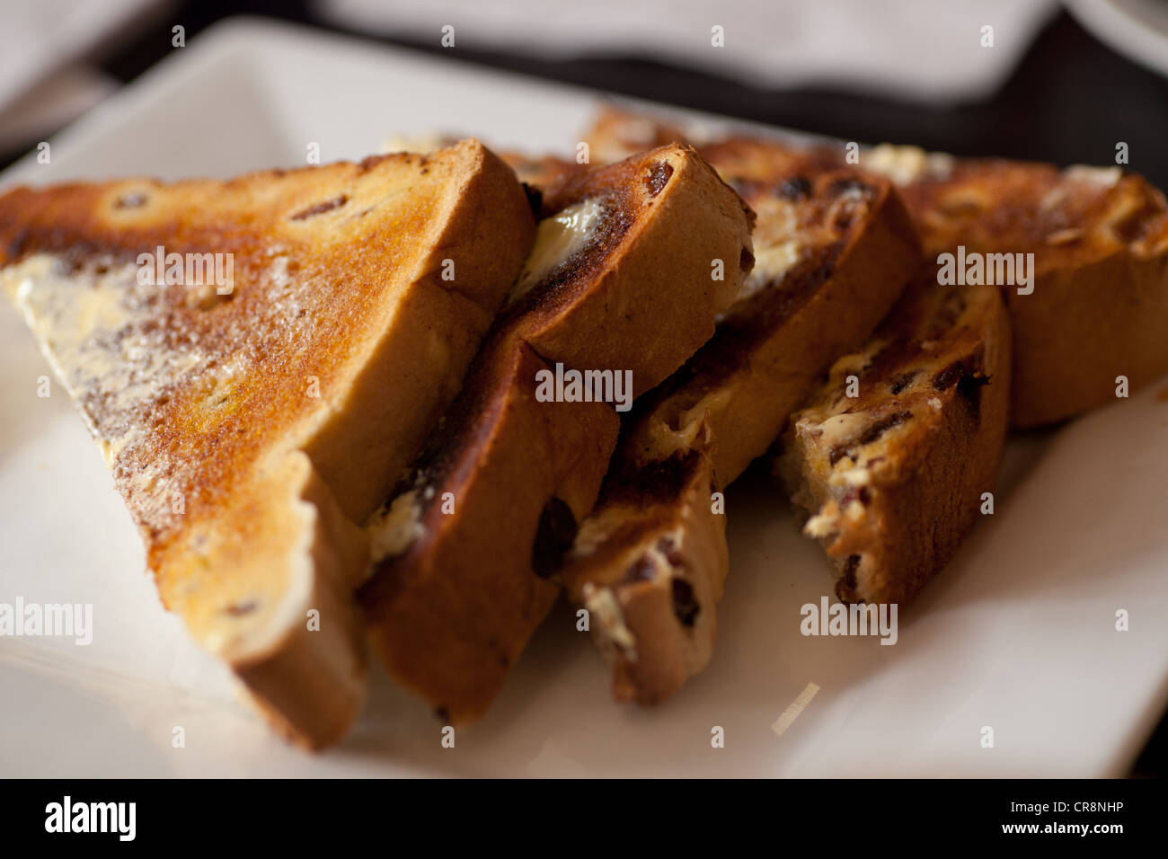 Toasted bread served on plate in Australia Tenterfield Stock Photo - Alamy