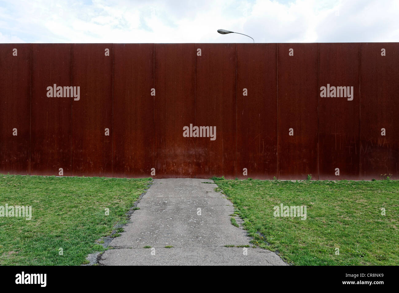 Path ending at a high steel wall, Berlin Wall Memorial, Bernauer ...
