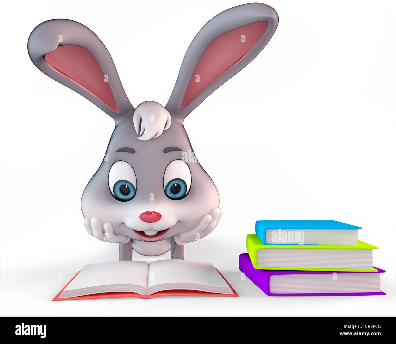 bunny who reading book happily Stock Photo - Alamy