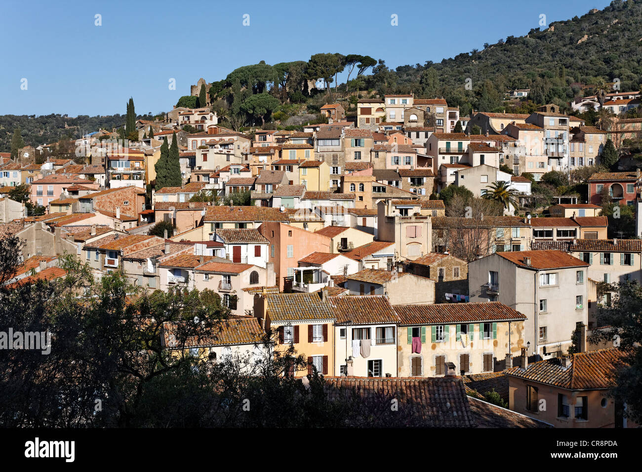 Bormes-les-Mimosas, a medieval mountain village, Provence-Alpes-Côte d ...