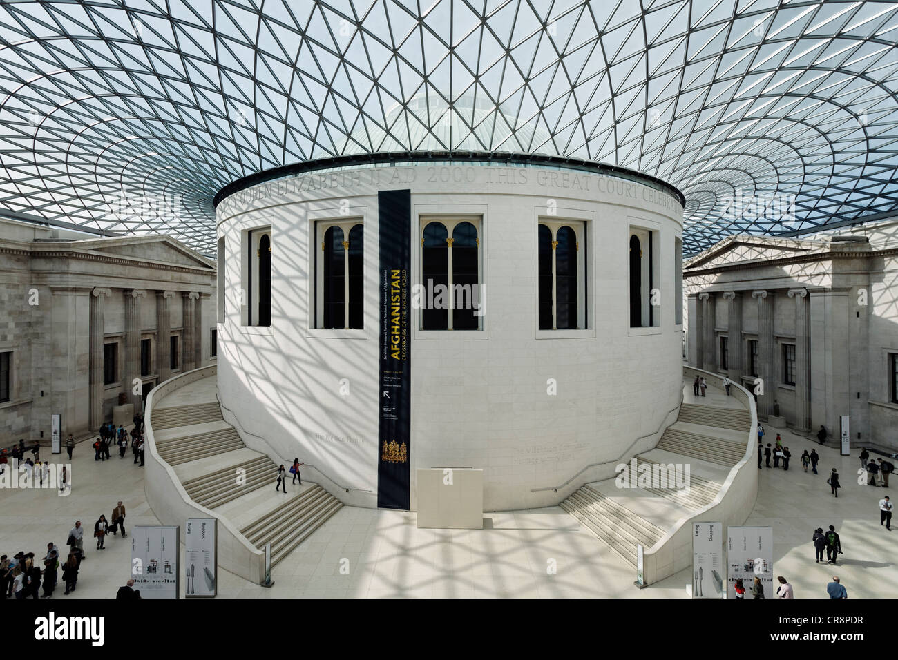 Great Court, inner courtyard with modern domed roof, steel and glass ...