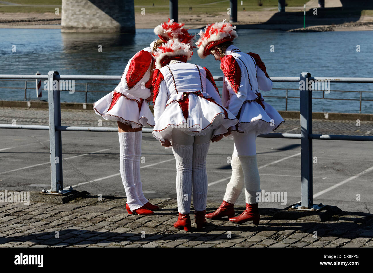 Three young girls from the Tanzgarde dancers, Rosenmontagszug Carnival ...