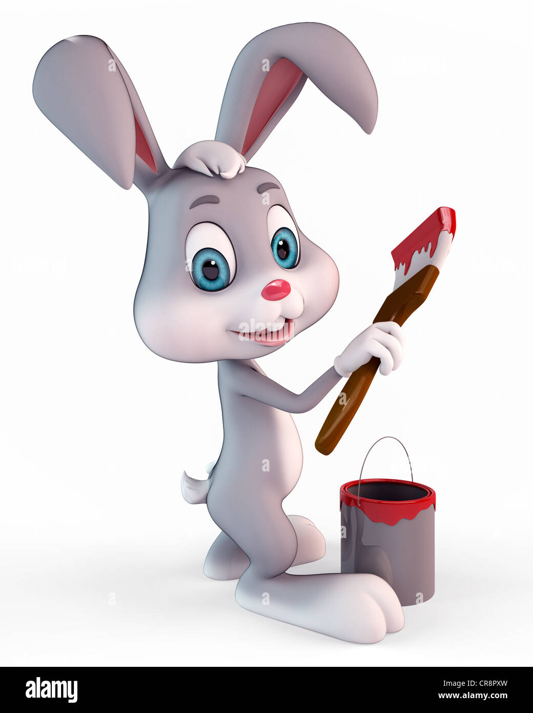 bunny with paint and brush Stock Photo - Alamy