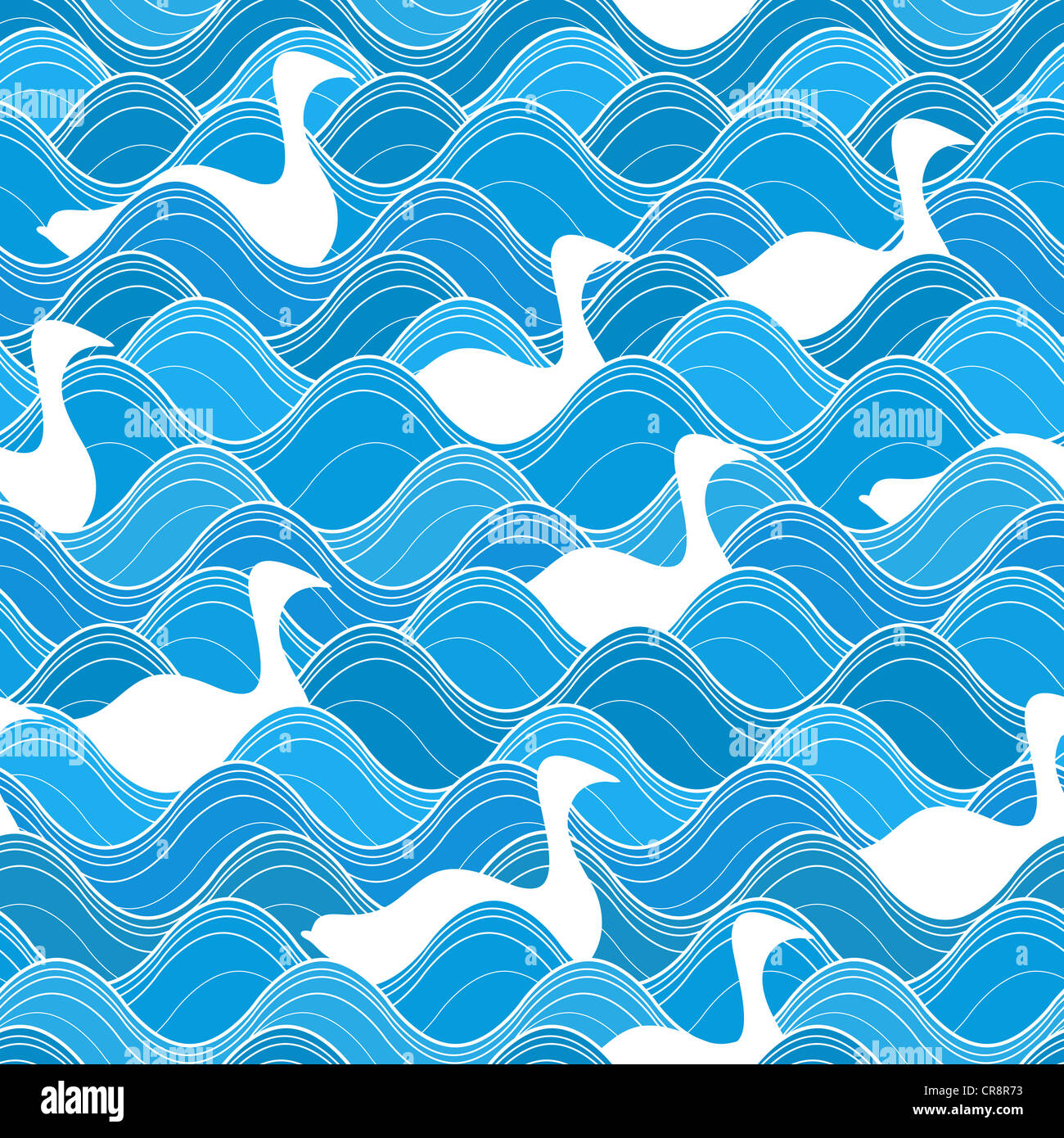 Seamless tile pattern of ducks or geese on wavy water Stock Photo - Alamy
