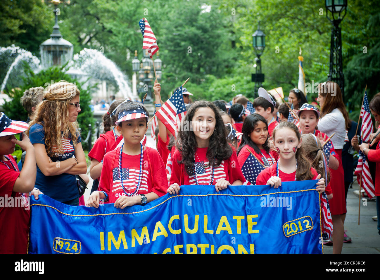 African american flag parade children hi-res stock photography and ...