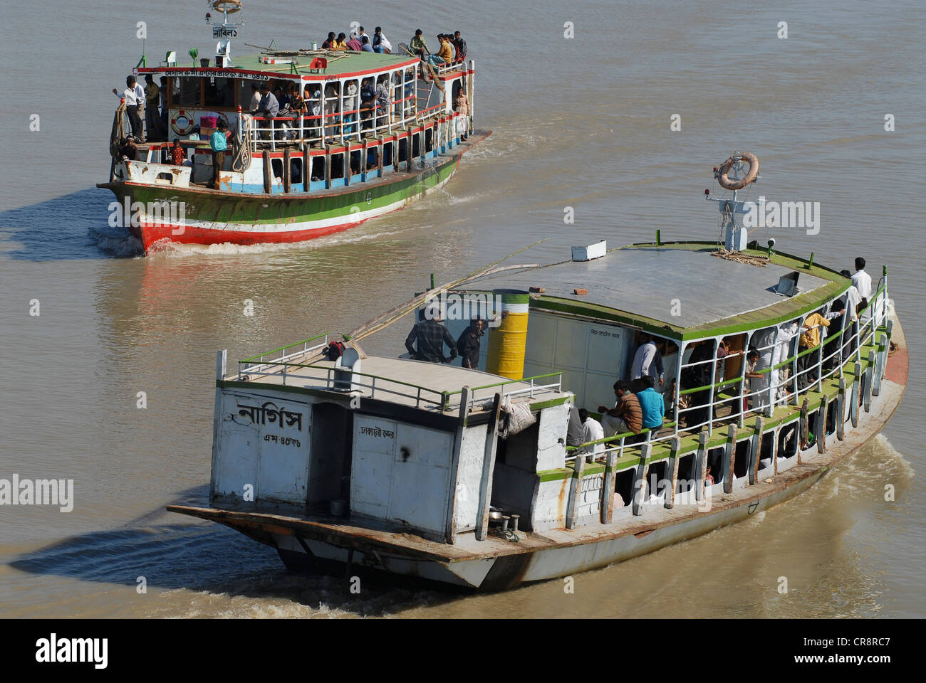 South asia , Bangladesh , ferry boat at Ganges river which is called ...