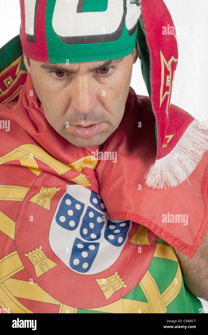 Sad Portuguese soccer fan with the Portuguese Stock Photo - Alamy
