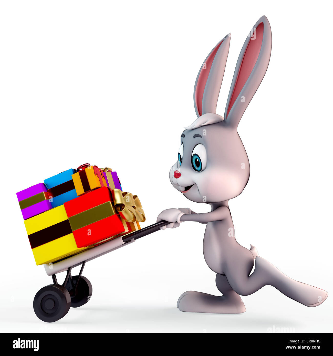 happy bunny with gift trolley Stock Photo - Alamy