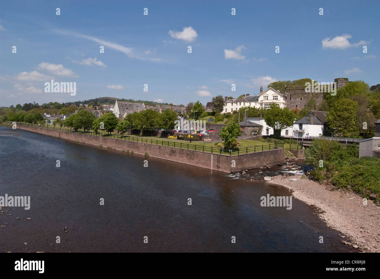 Brecon, River Usk and the Castle Hotel Stock Photo - Alamy
