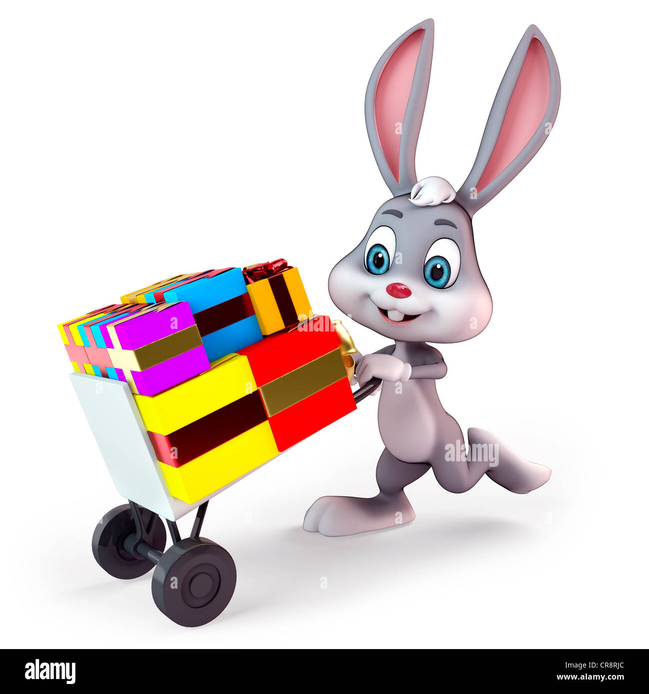 Bunny with gift trolley Stock Photo - Alamy