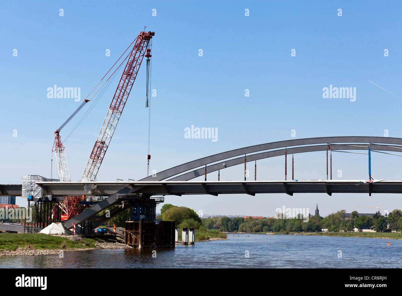 Waldschloesschen Bridge construction site across the Elbe River in ...