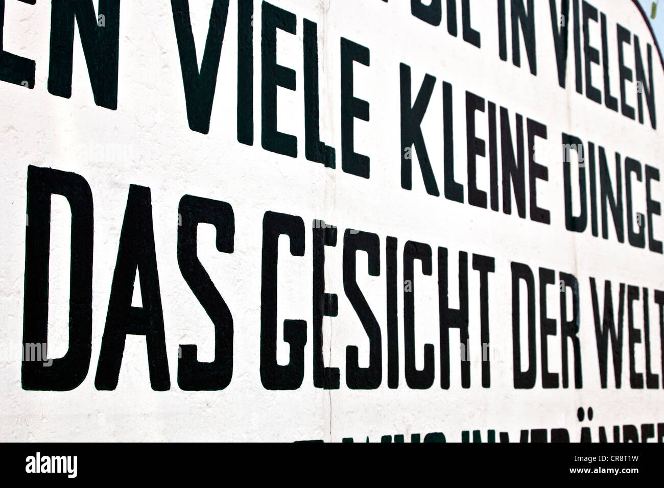 Lettering on remains of the Berlin Wall in the East Side Gallery in ...