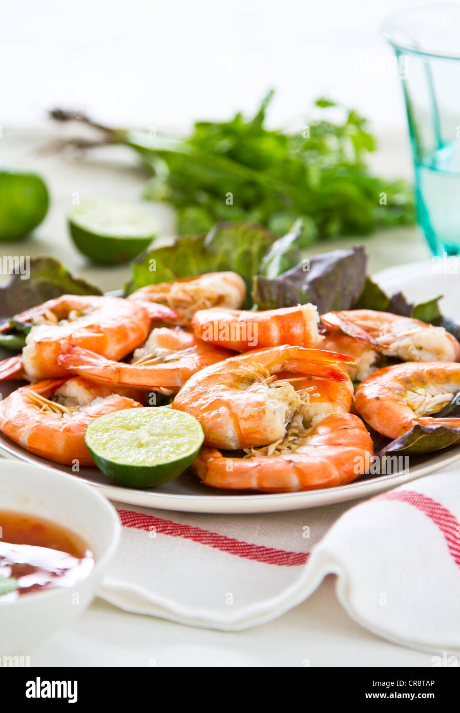 Steamed Prawn with sweet chili sauce Stock Photo - Alamy