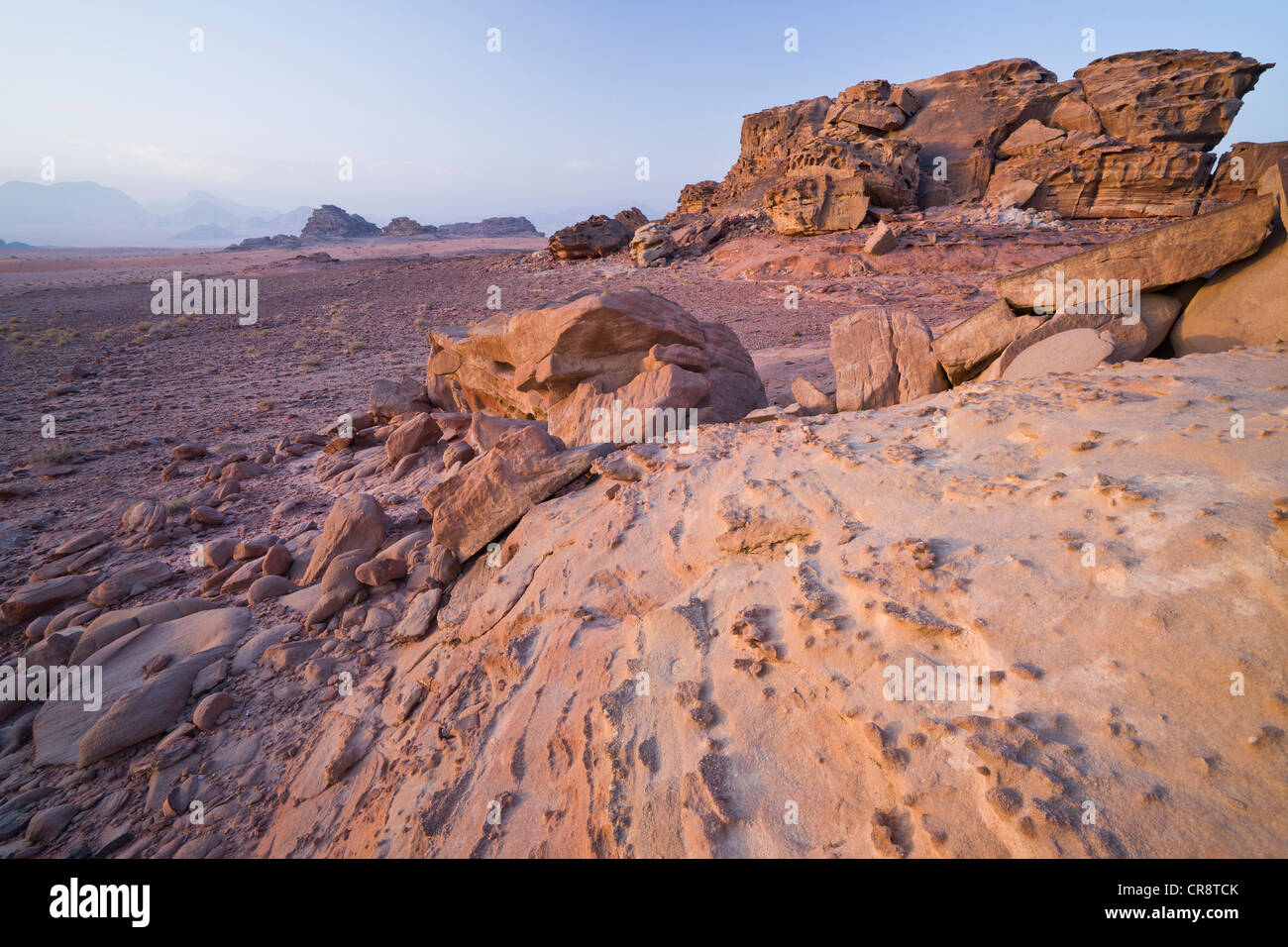 Rocks in the morning light, Wadi Rum Desert, Jordan, Middle East, Asia ...