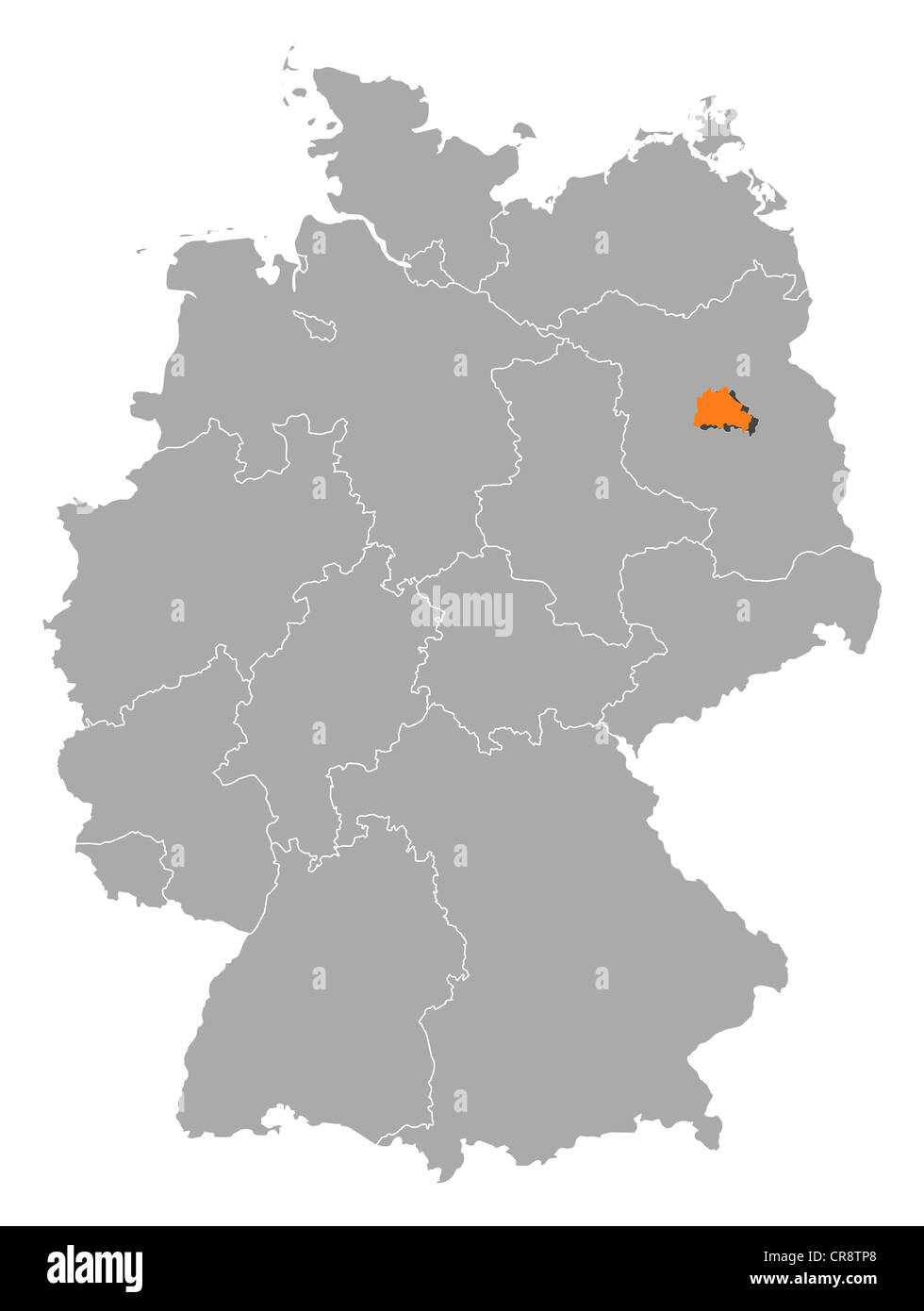 Political map of Germany with the several states where Berlin is ...