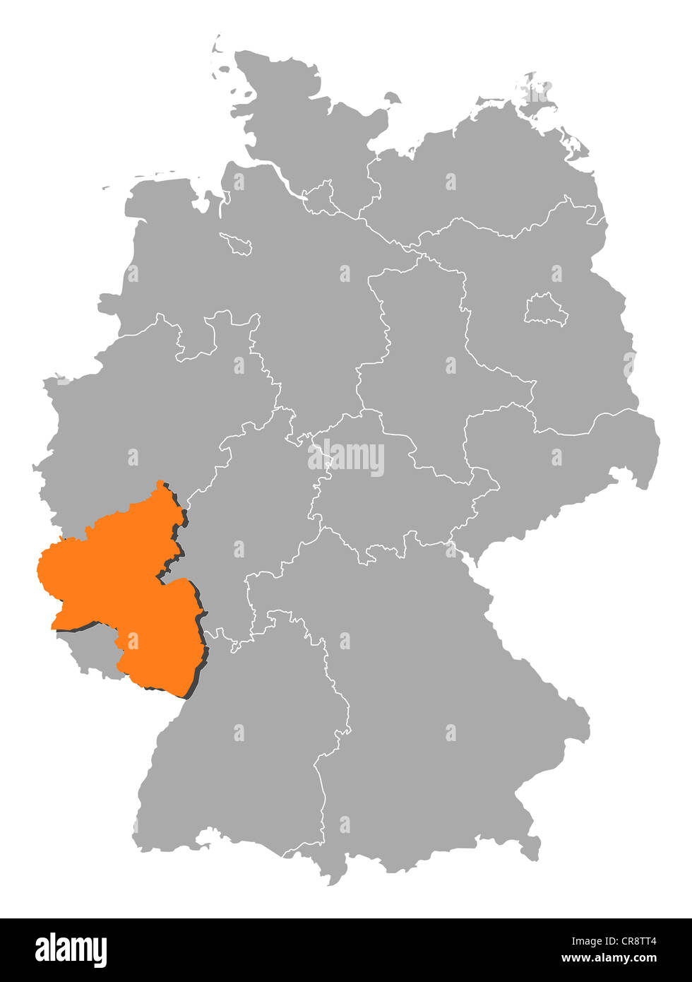 Political map of Germany with the several states where Rhineland ...