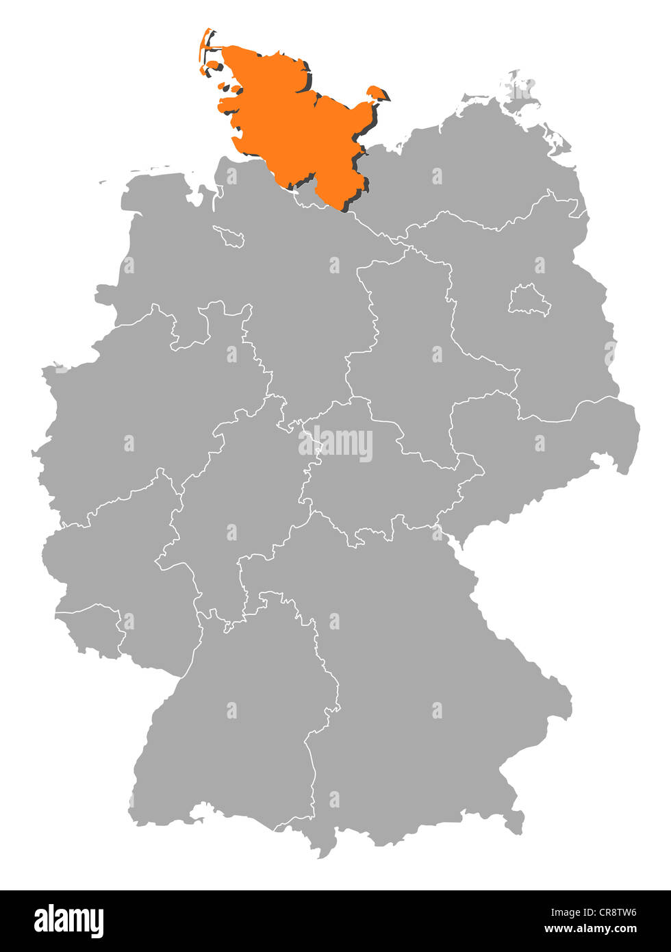 Political map of Germany with the several states where Schleswig ...