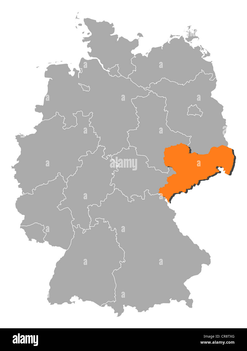 Political map of Germany with the several states where Saxony is ...