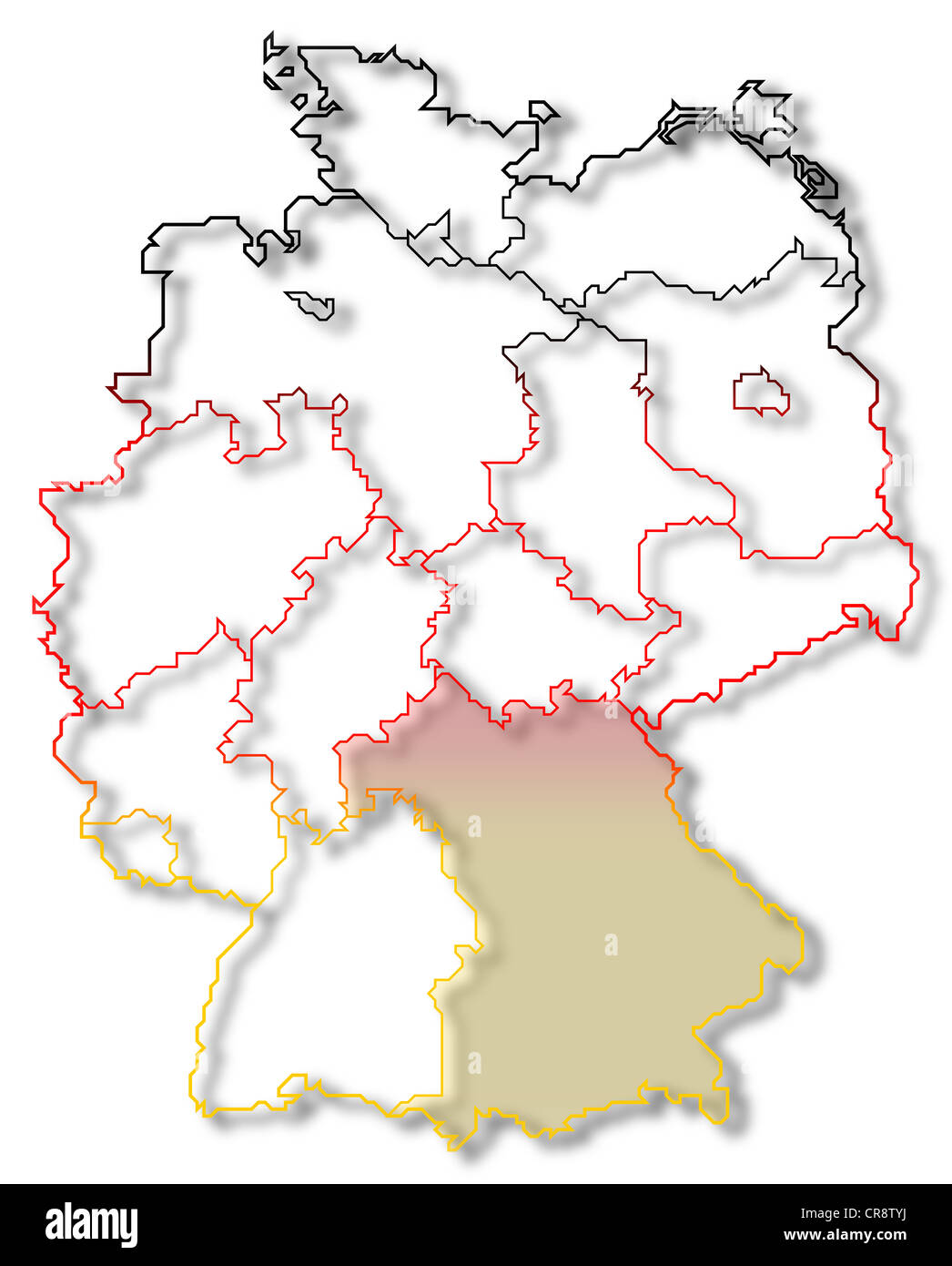 Political map of Germany with the several states where Bavaria is ...
