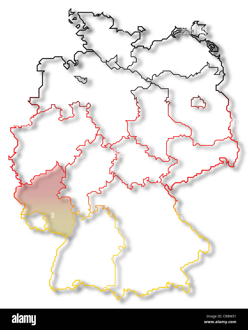 Political map of Germany with the several states where Rhineland ...
