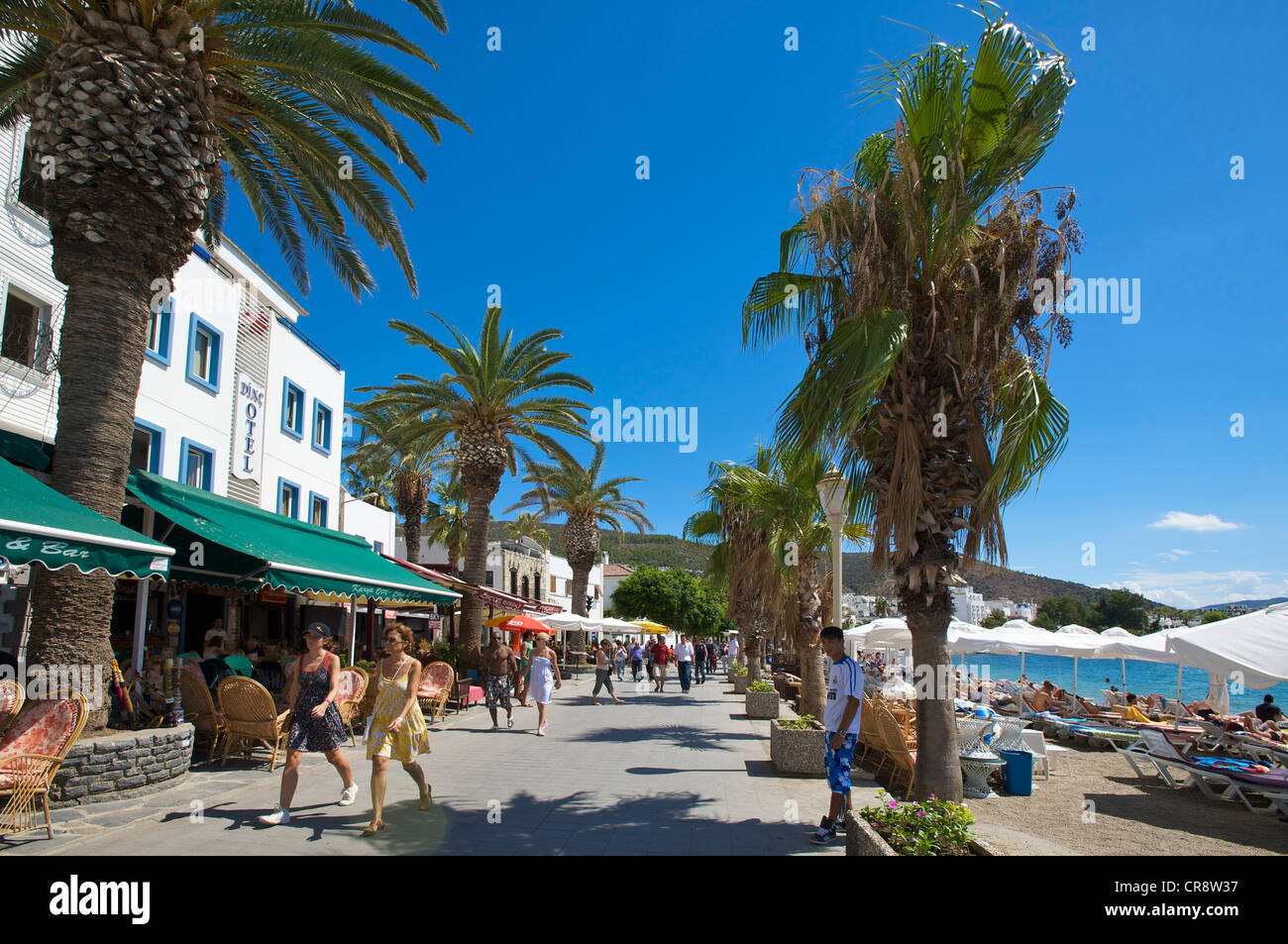 Promenade in Turgutreis near Bodrum, Turkish Aegean Coast, Turkey Stock ...