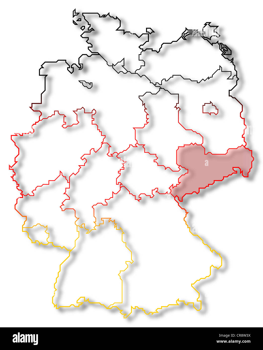 Political map of Germany with the several states where Saxony is ...