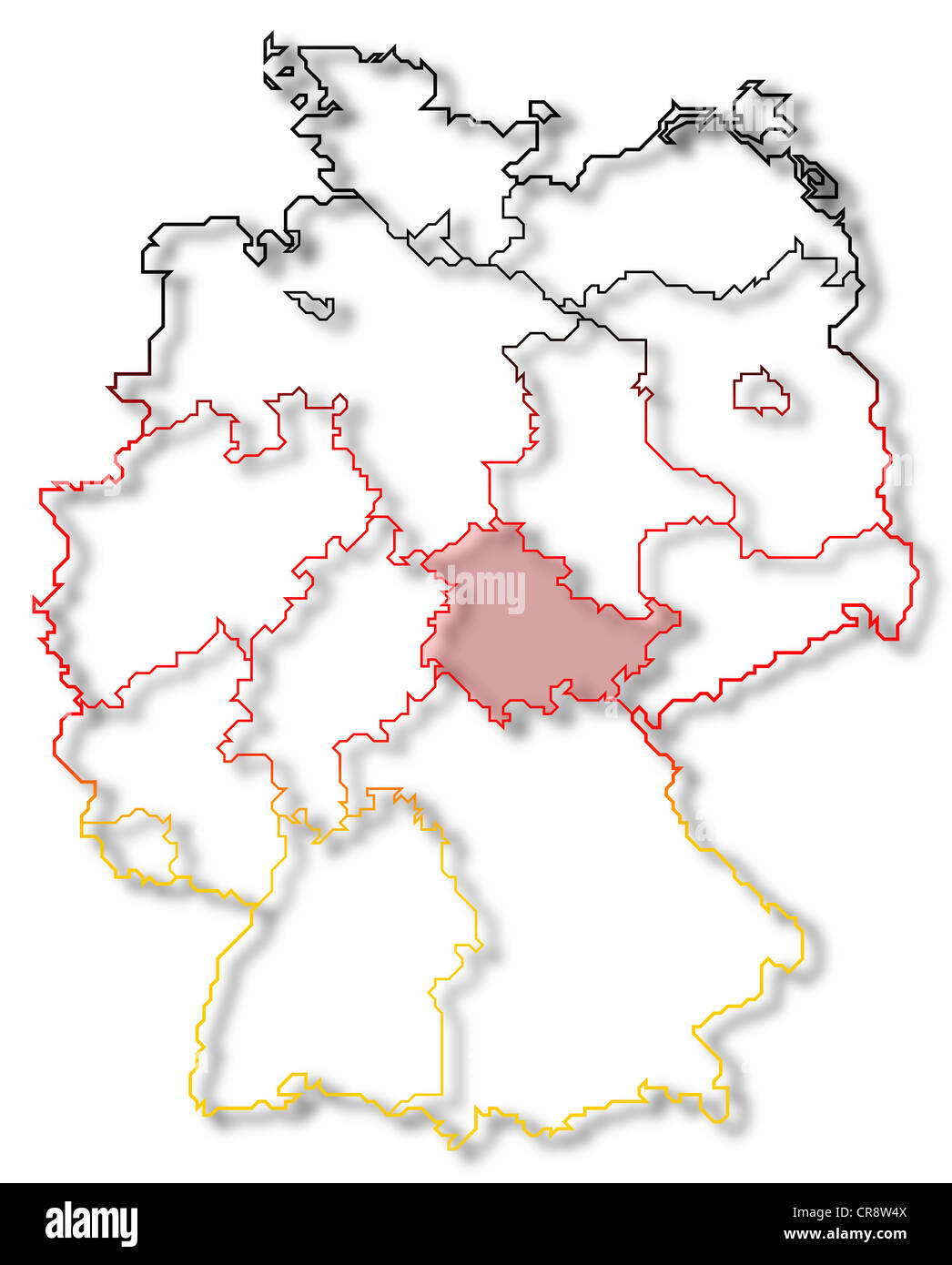 Political map of Germany with the several states where Thuringia is ...