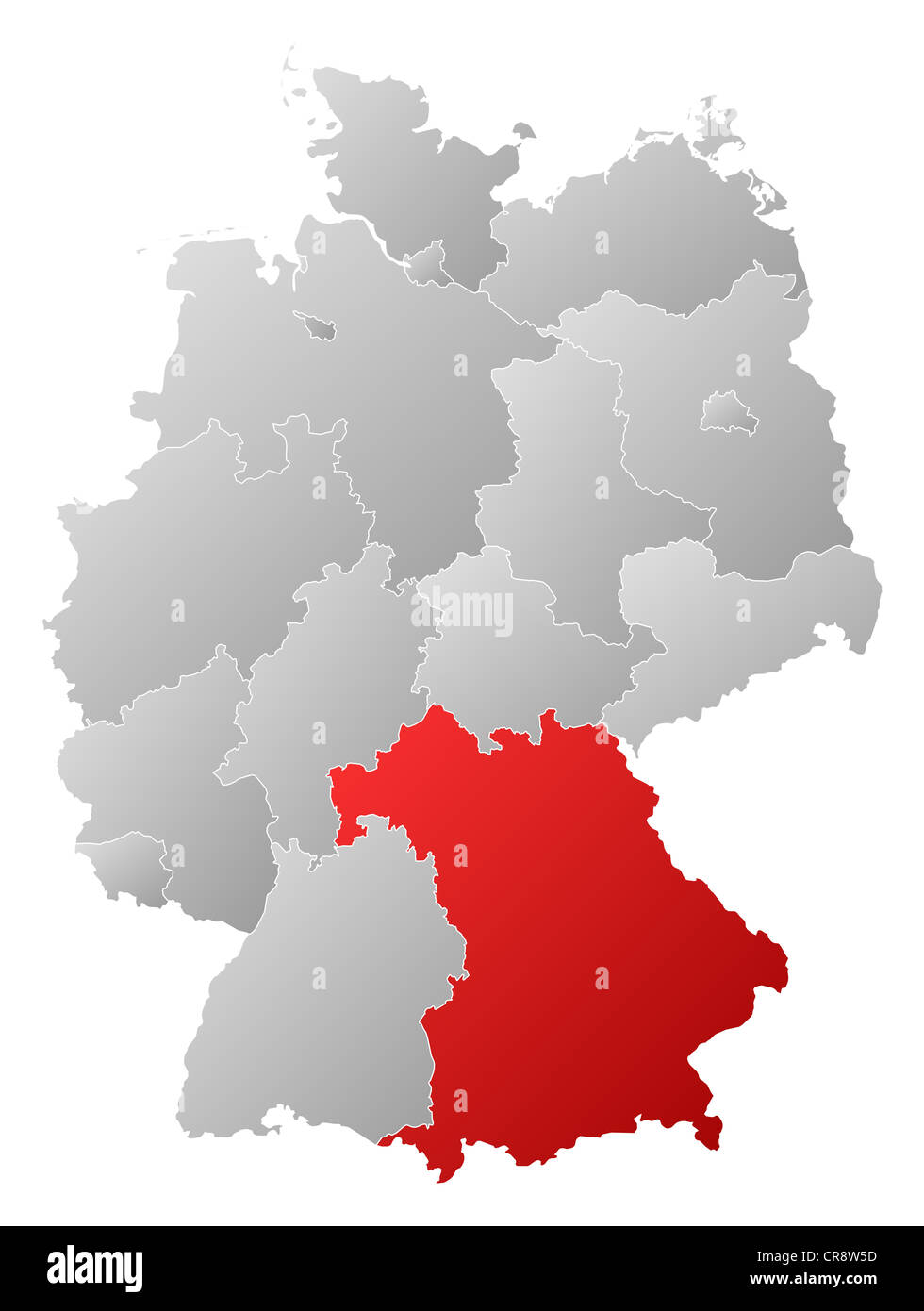 Political map of Germany with the several states where Bavaria is ...