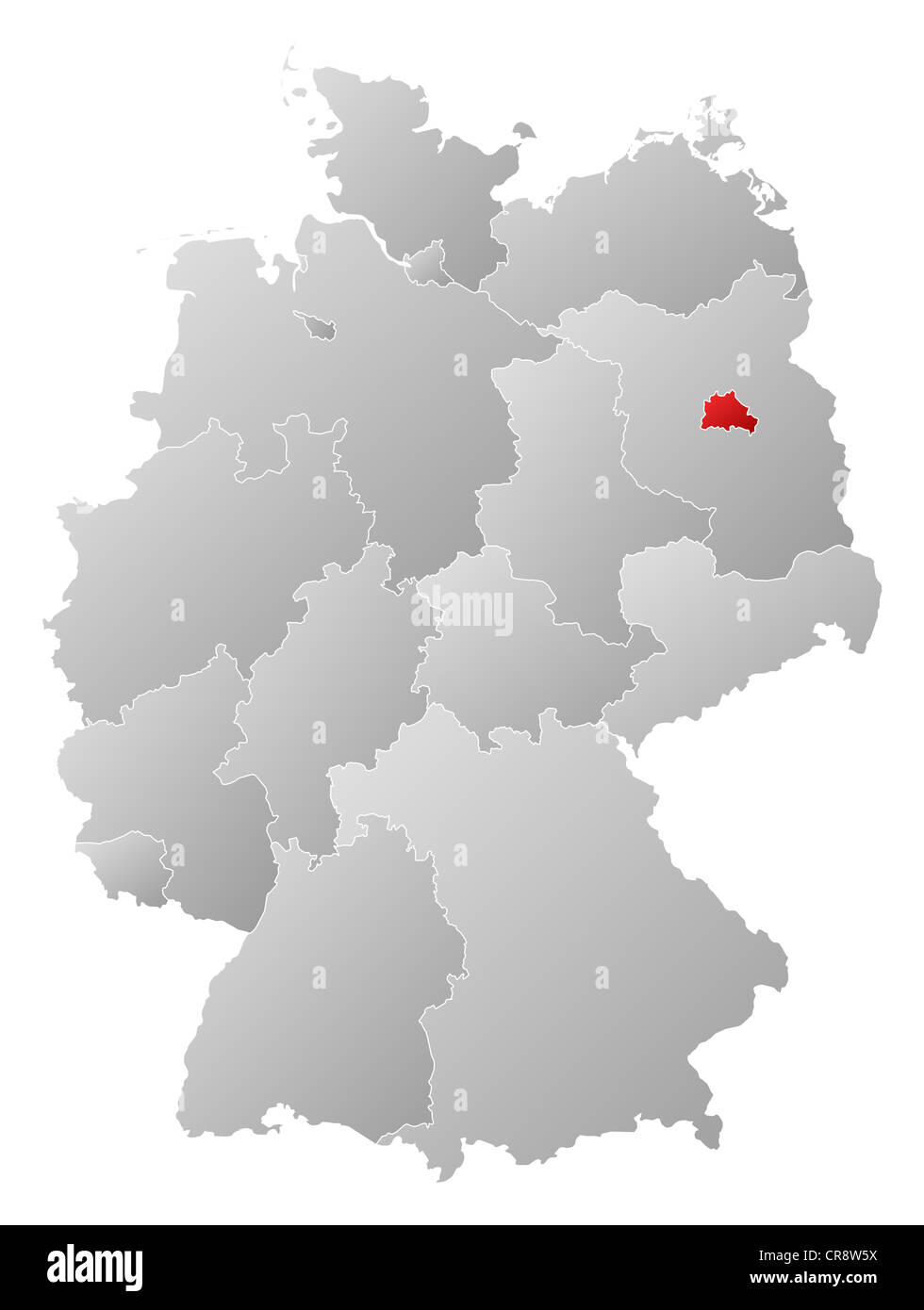 Political map of Germany with the several states where Berlin is ...