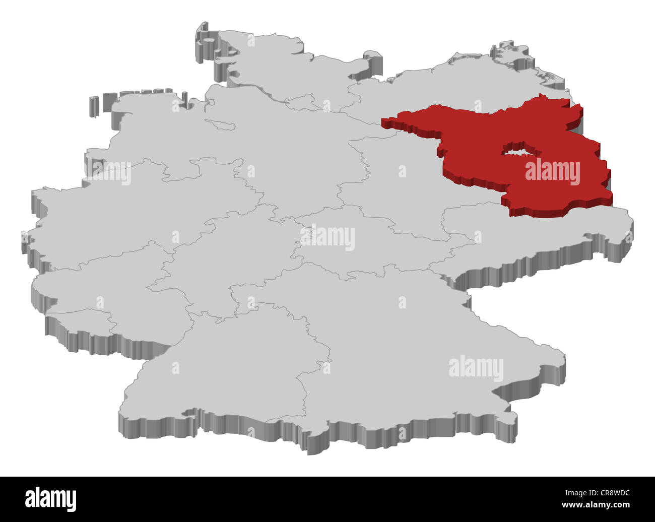 Political map of Germany with the several states where Brandenburg is ...