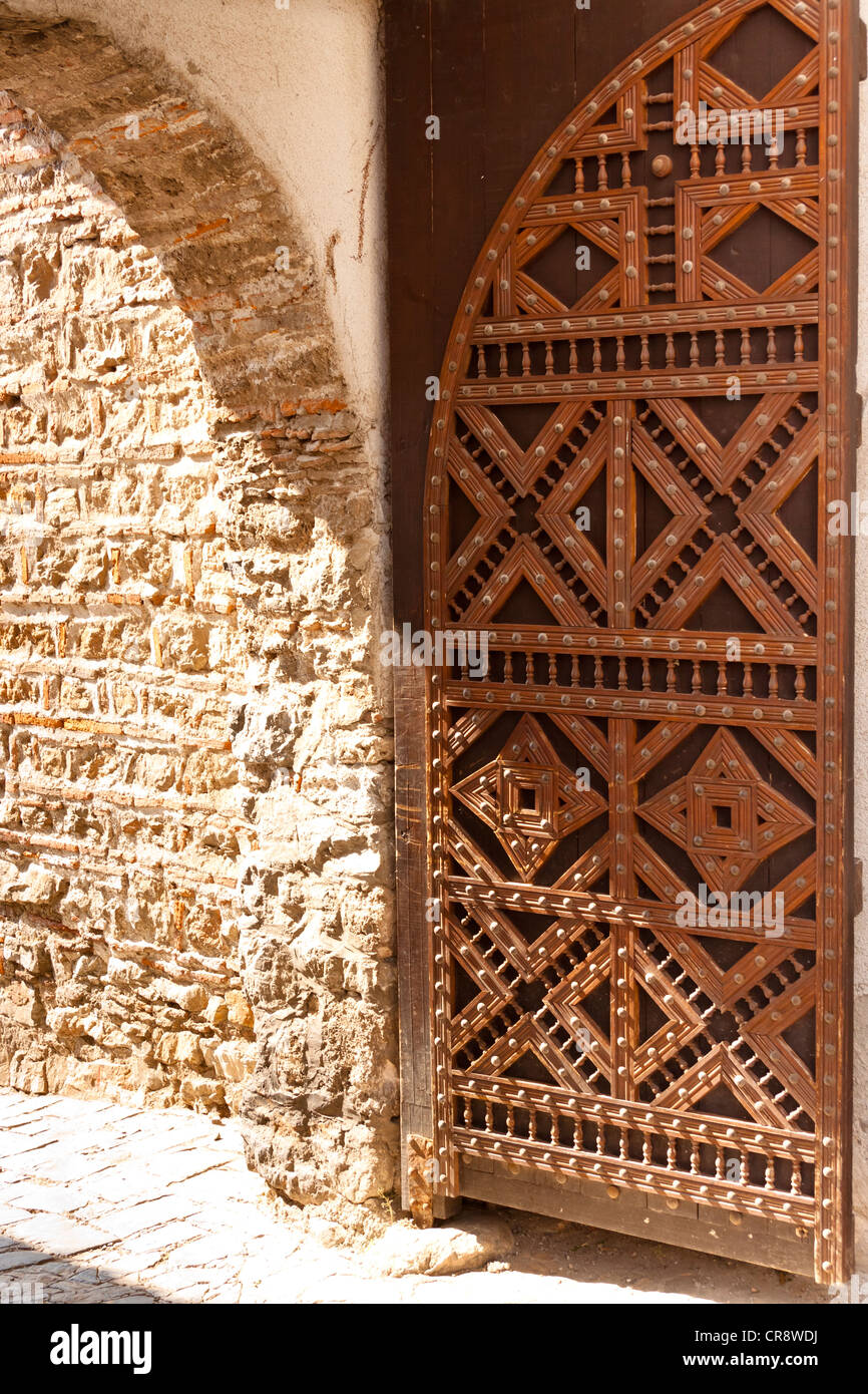 Old wooden pattern gate. Ohrid, Macedonia Stock Photo - Alamy