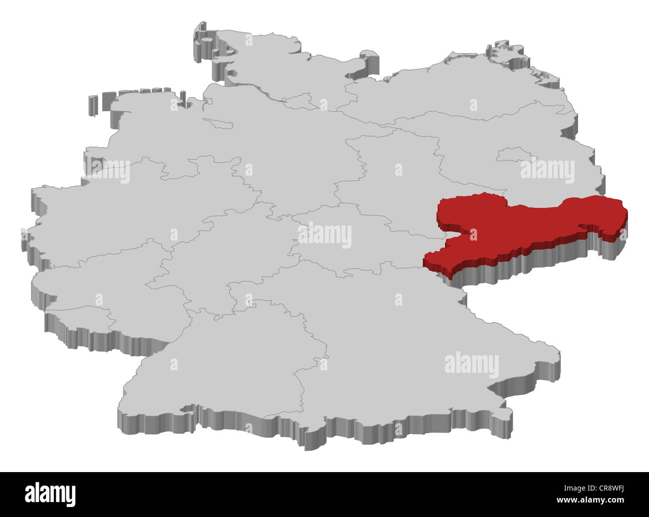 Political map of Germany with the several states where Saxony is ...