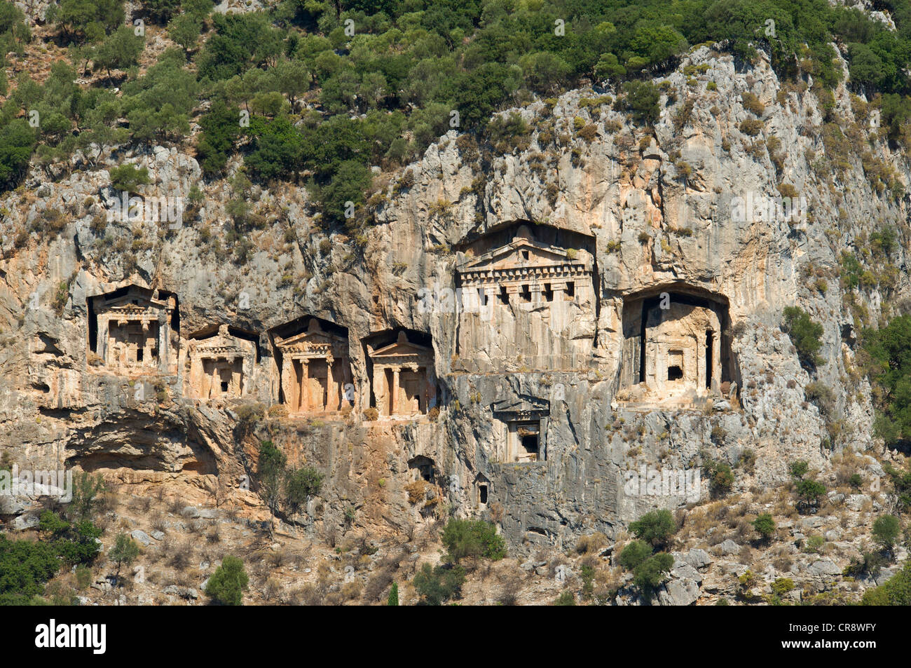Rock tombs of Caunos near Marmaris, Turkish Aegean Coast, Turkey Stock ...