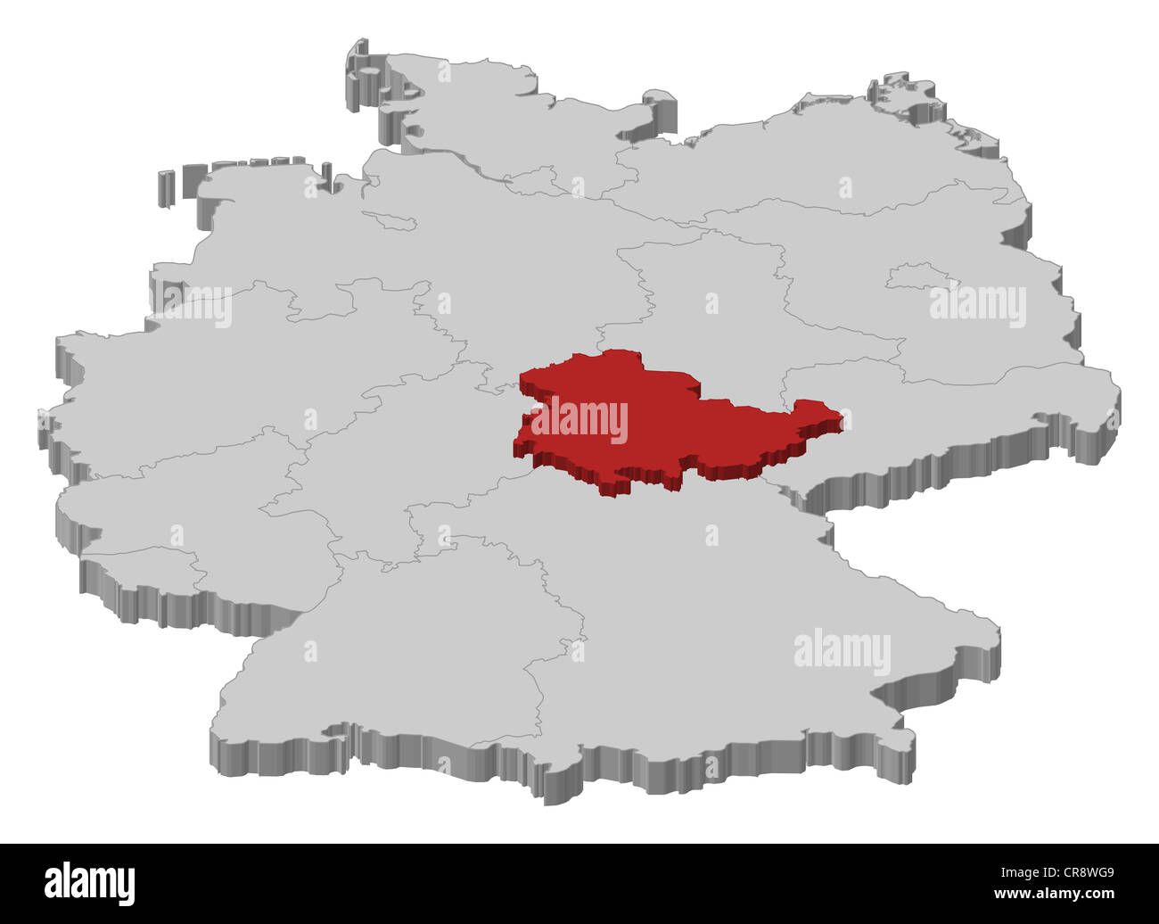 Political map of Germany with the several states where Thuringia is ...