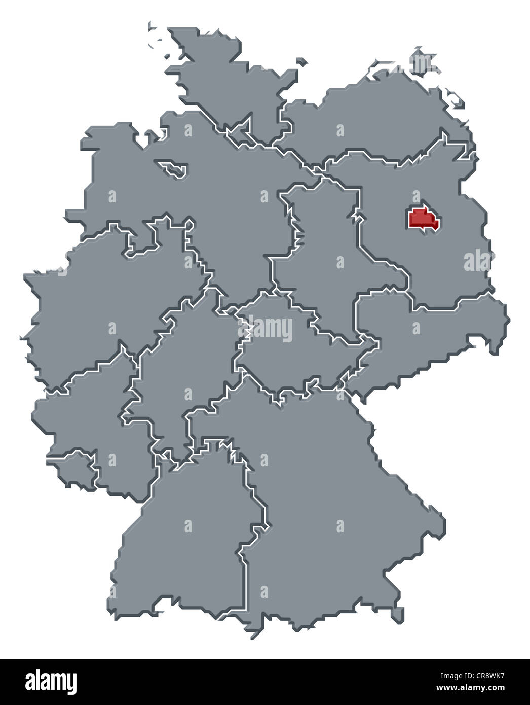 Political map of Germany with the several states where Berlin is ...