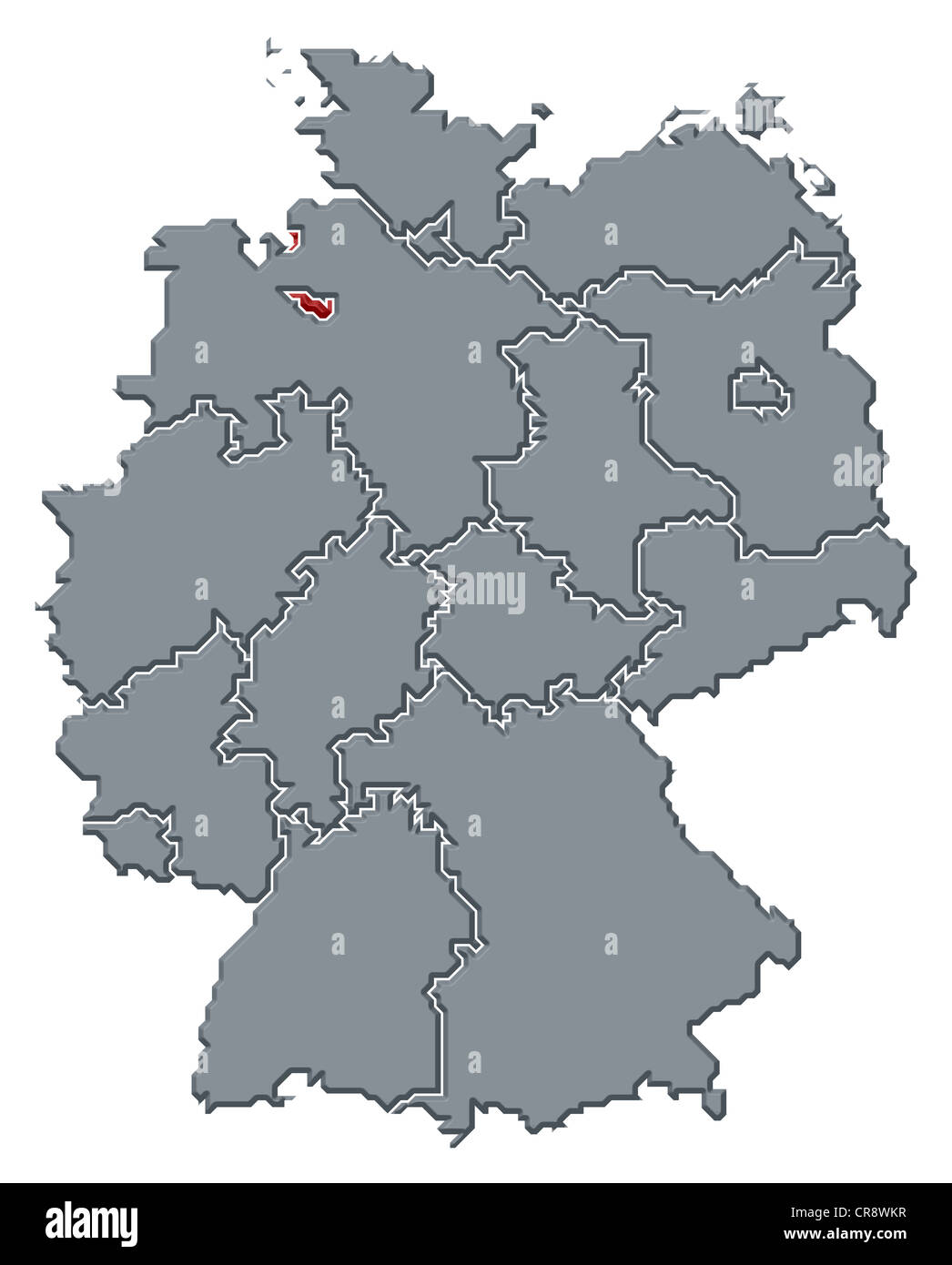 Political map of Germany with the several states where Bremen is ...