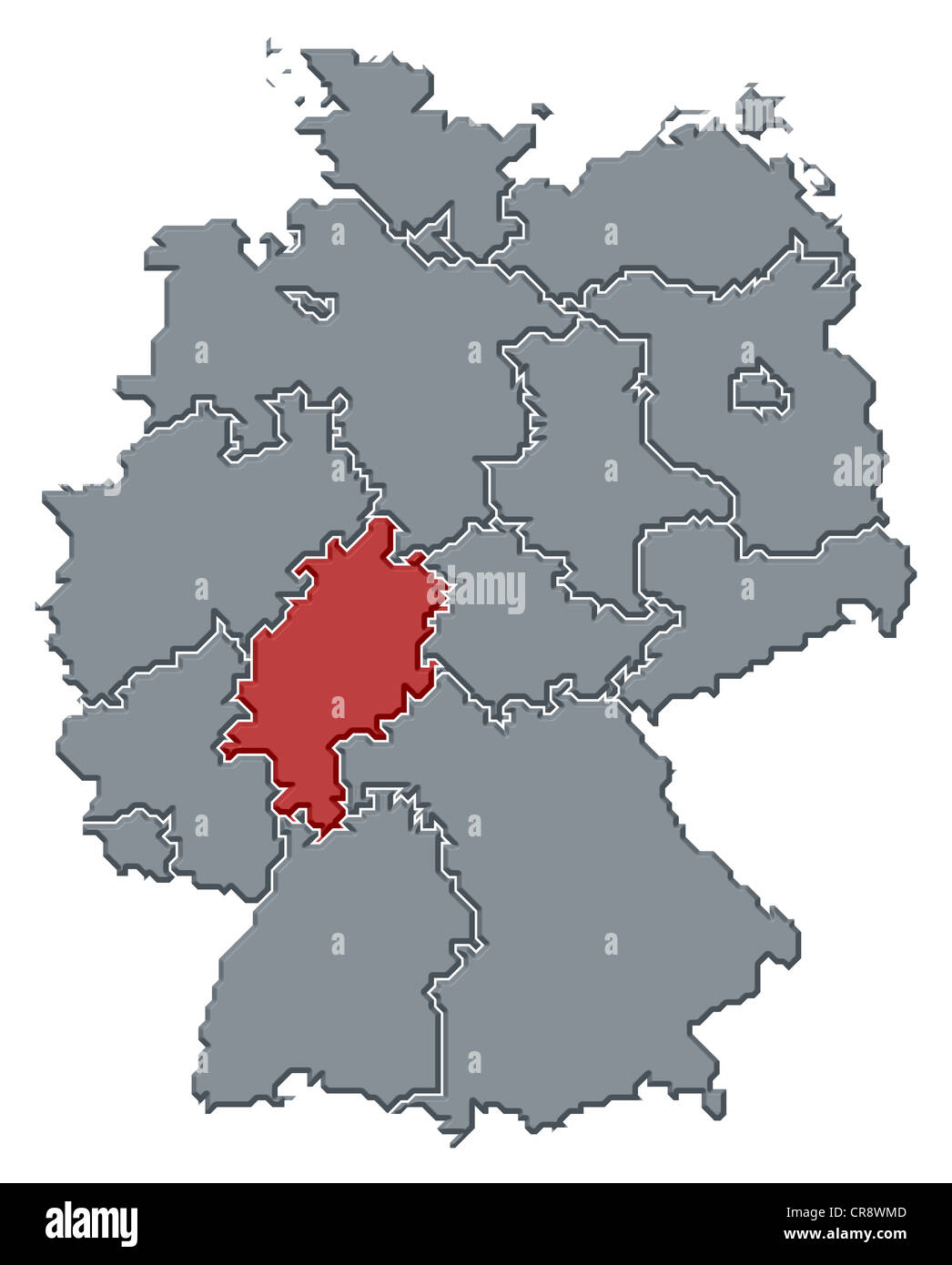 Political map of Germany with the several states where Hesse is ...