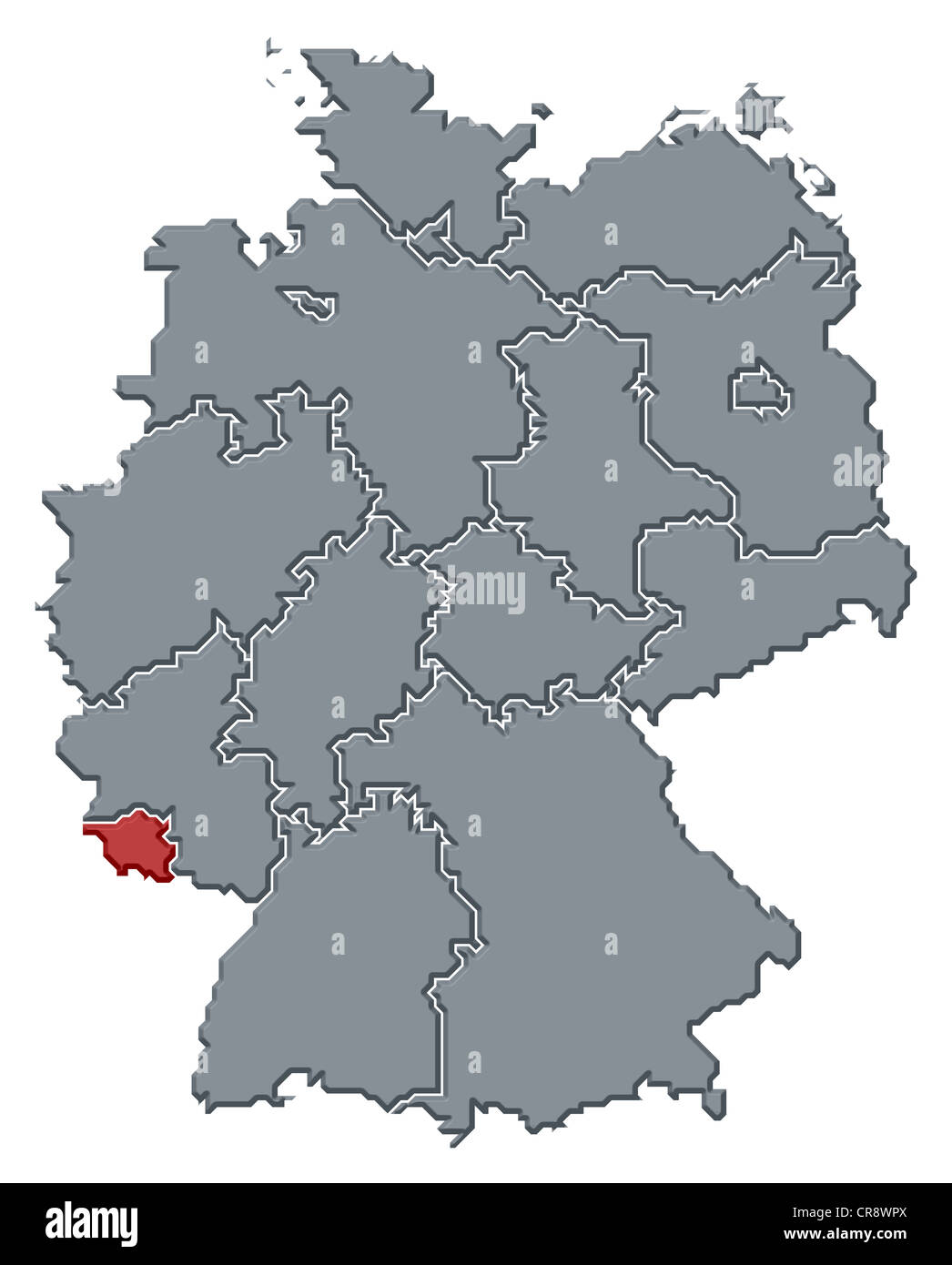 Political map of Germany with the several states where Saarland is ...