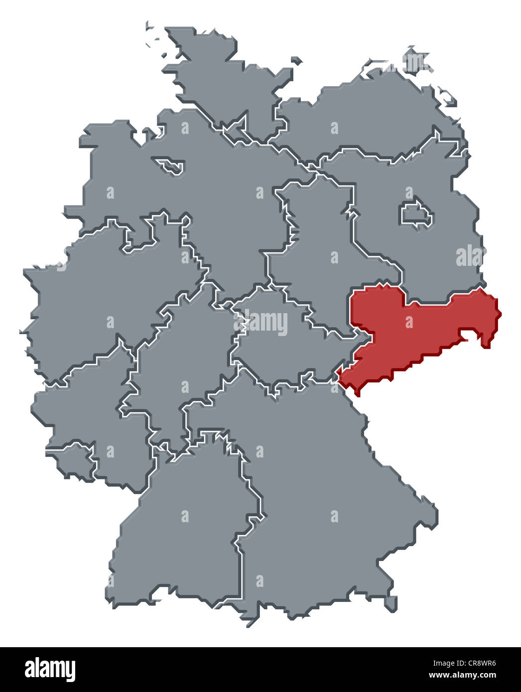 Political map of Germany with the several states where Saxony is ...