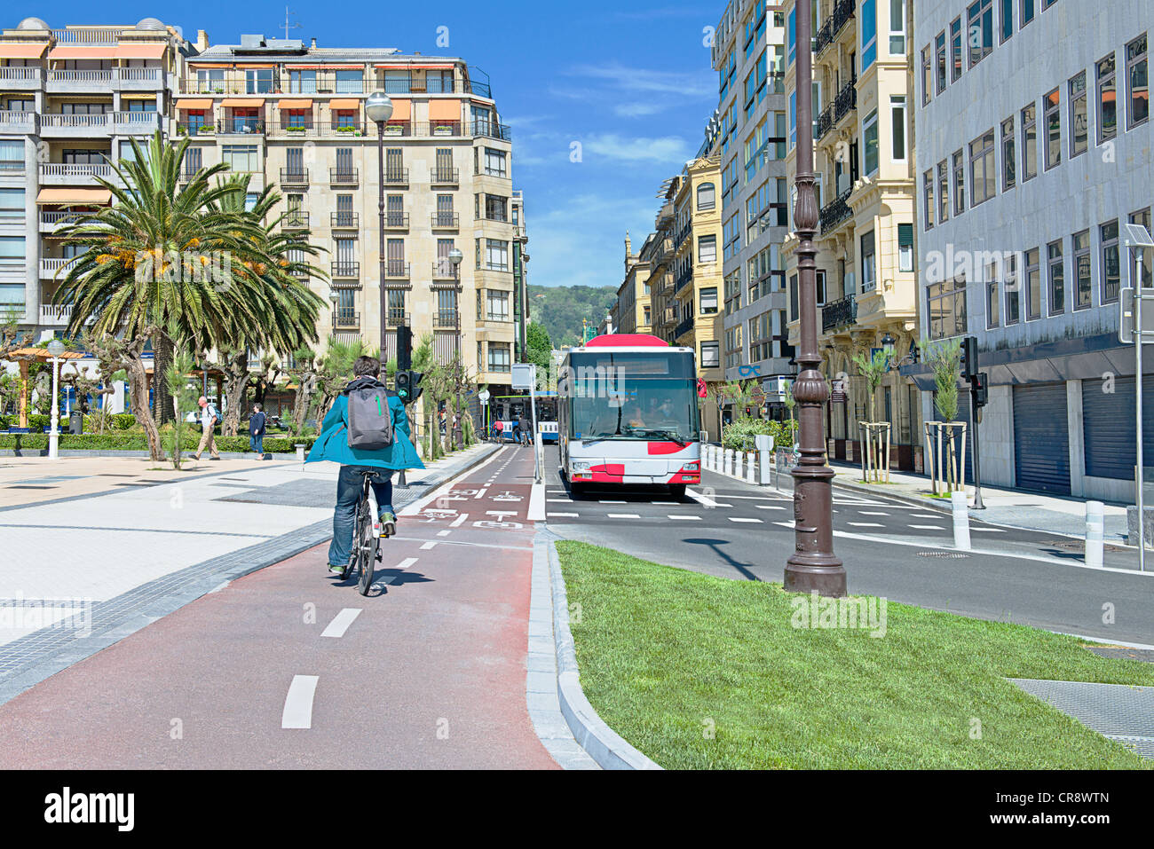 City transport on Calle de Andia; San Sebastian-Donstia, Spain Stock ...