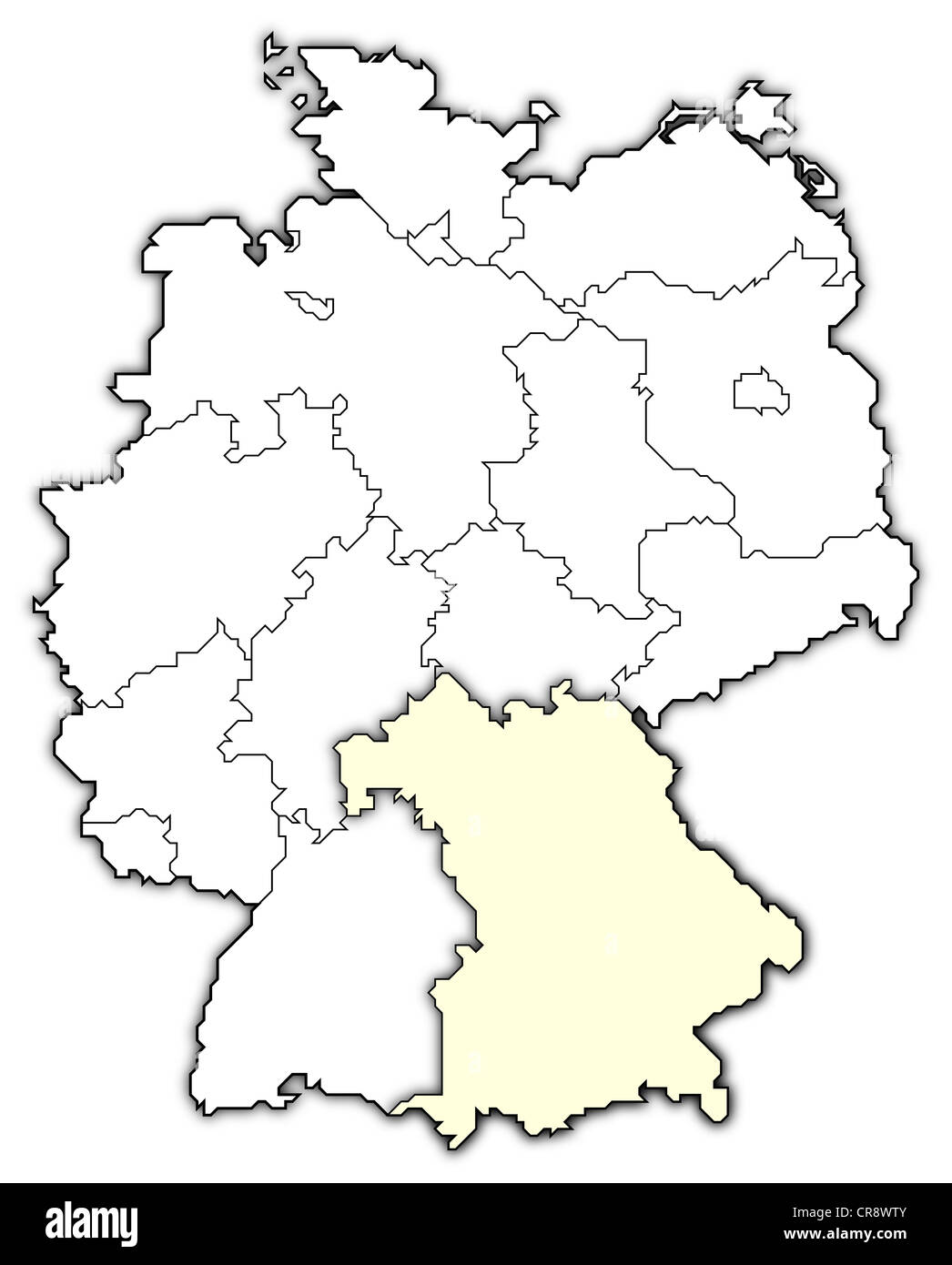 Political map of Germany with the several states where Bavaria is ...