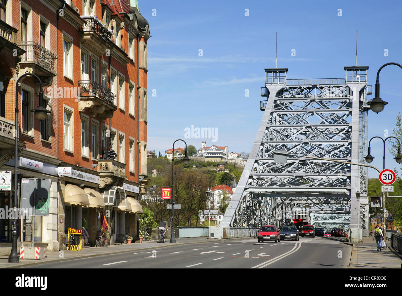 The Blue Wonder Bridge over the River Elbe, Dresden, Saxony, Germany ...