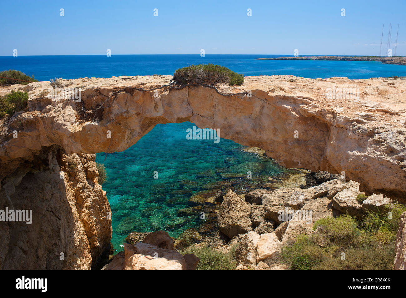 Natural arch at Cape Greco in Ayia Napa, Southern Cyprus, Cyprus Stock ...
