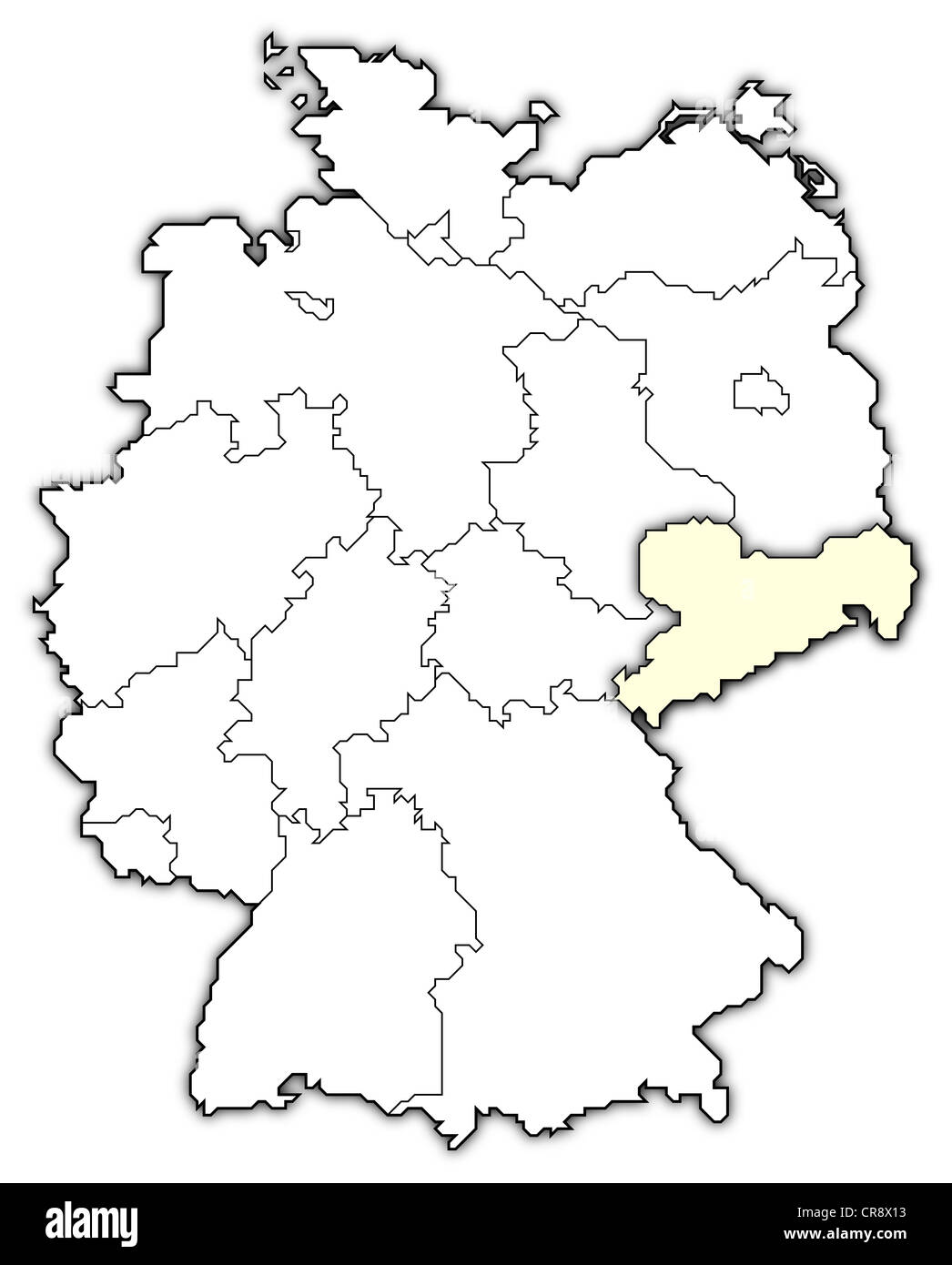 Political map of Germany with the several states where Saxony is ...