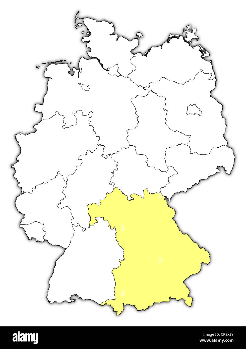 Political map of Germany with the several states where Bavaria is ...