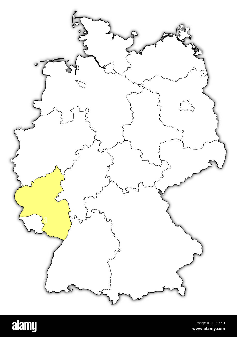 Political map of Germany with the several states where Rhineland ...