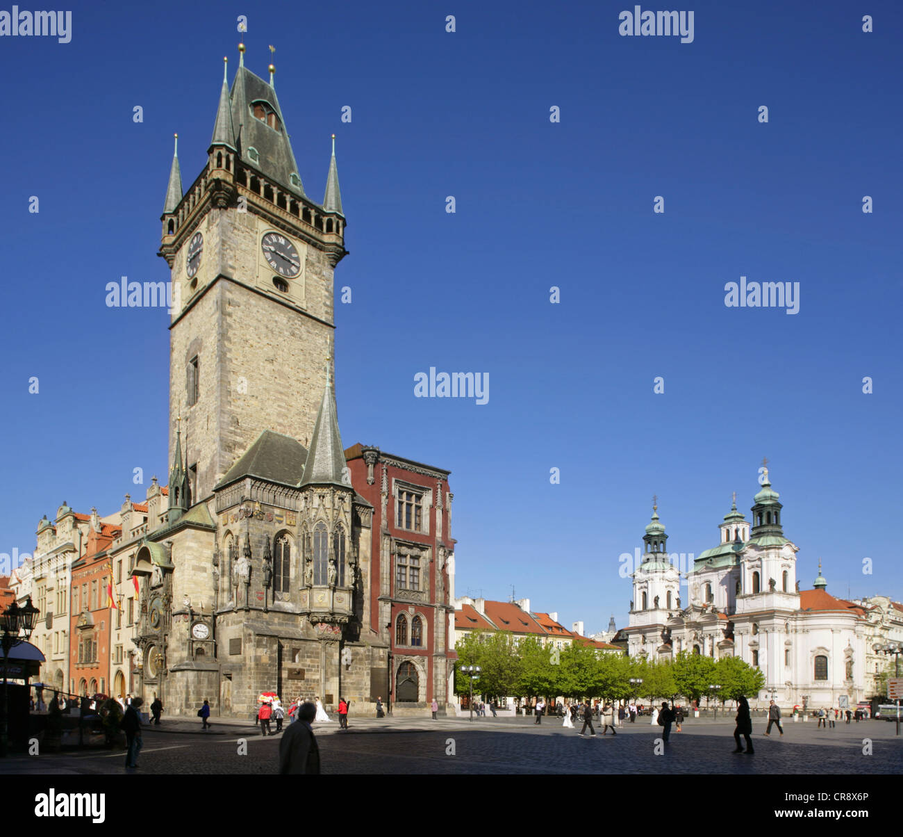 The Town Hall and Saint Nicholas Church, Prague, Czech Republic Stock ...
