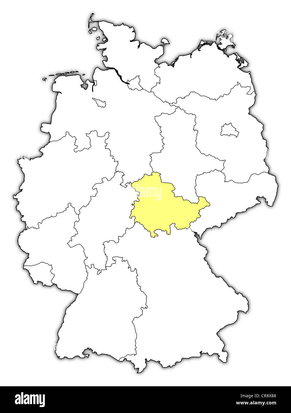 Political map of Germany with the several states where Thuringia is ...